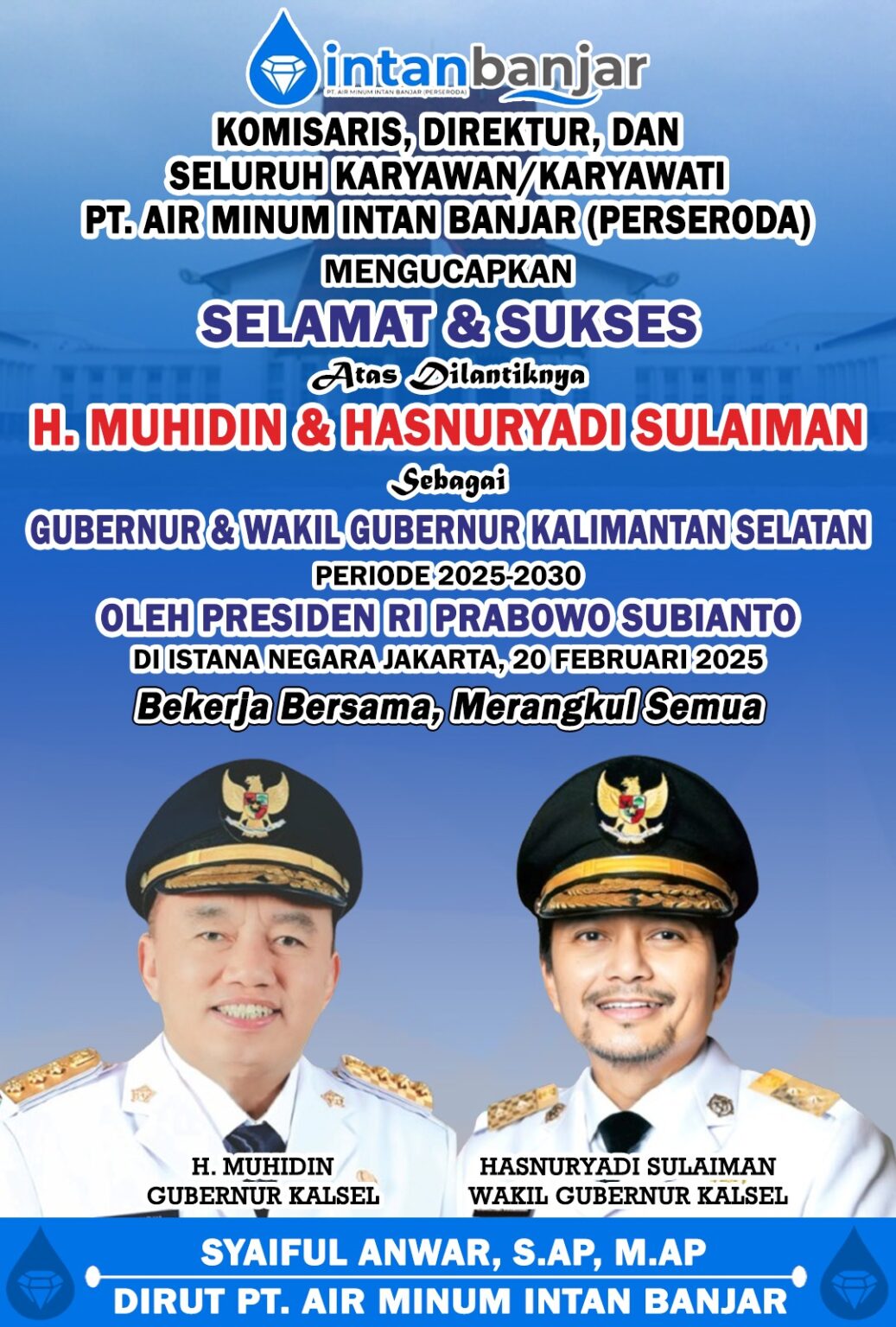 Syaiful Anwar PT Air Minum Intan Banjar Mengucapkan Selamat & Sukses ...