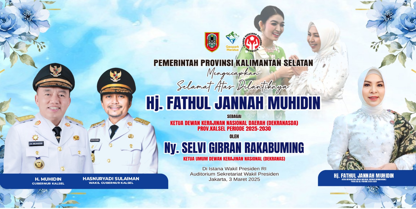 Selamat Atas Dilantiknya Hj Fathul Jannah Muhidin Sebagai Ketua Dekranasda Provinsi Kalimantan ...